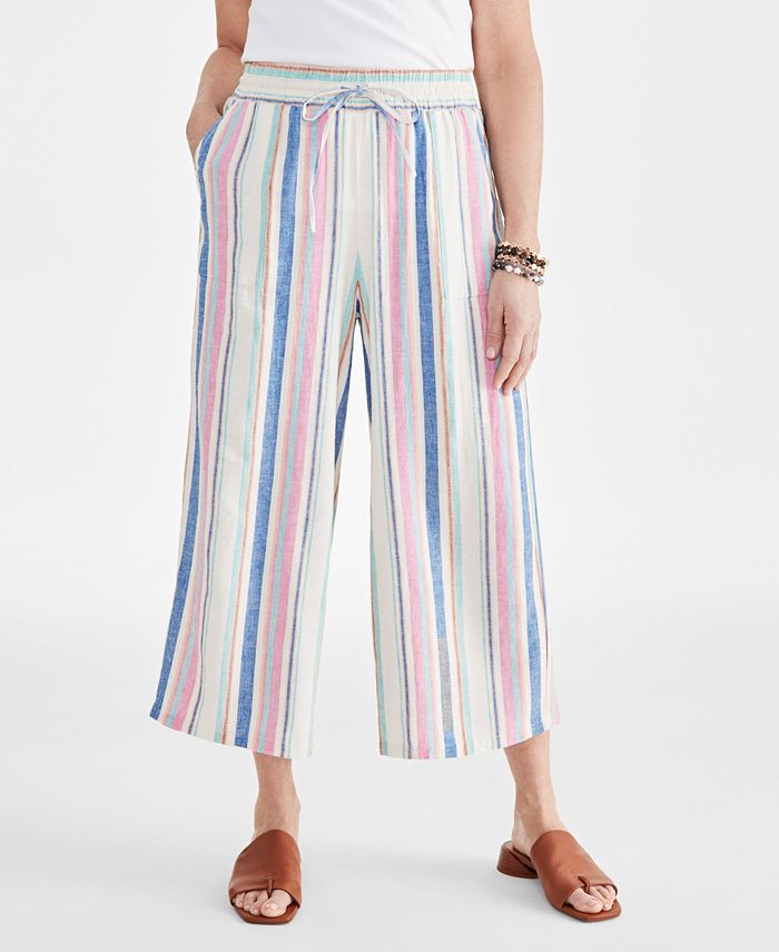 Style & Co Women's Stripe Cropped Drawstring Pants, Created for Macy's ...