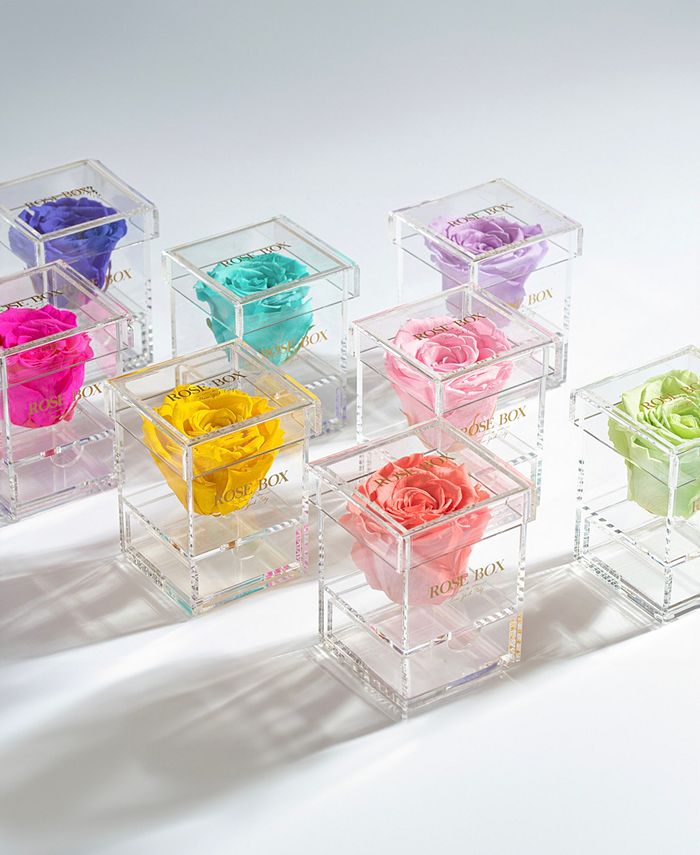 Rose Box NYC Jewelry box of Bright Yellow Long Lasting Preserved Real ...