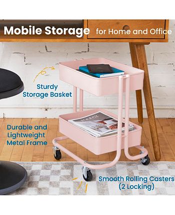 ECR4Kids 2-Tier Rolling Utility Cart, Pink - Macy's
