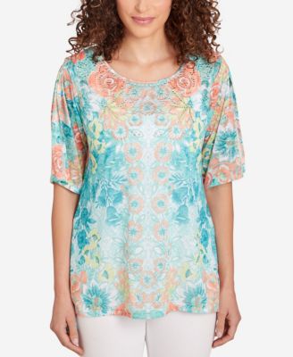 Ruby Rd. Petite Embroidered Floral Top - Macy's