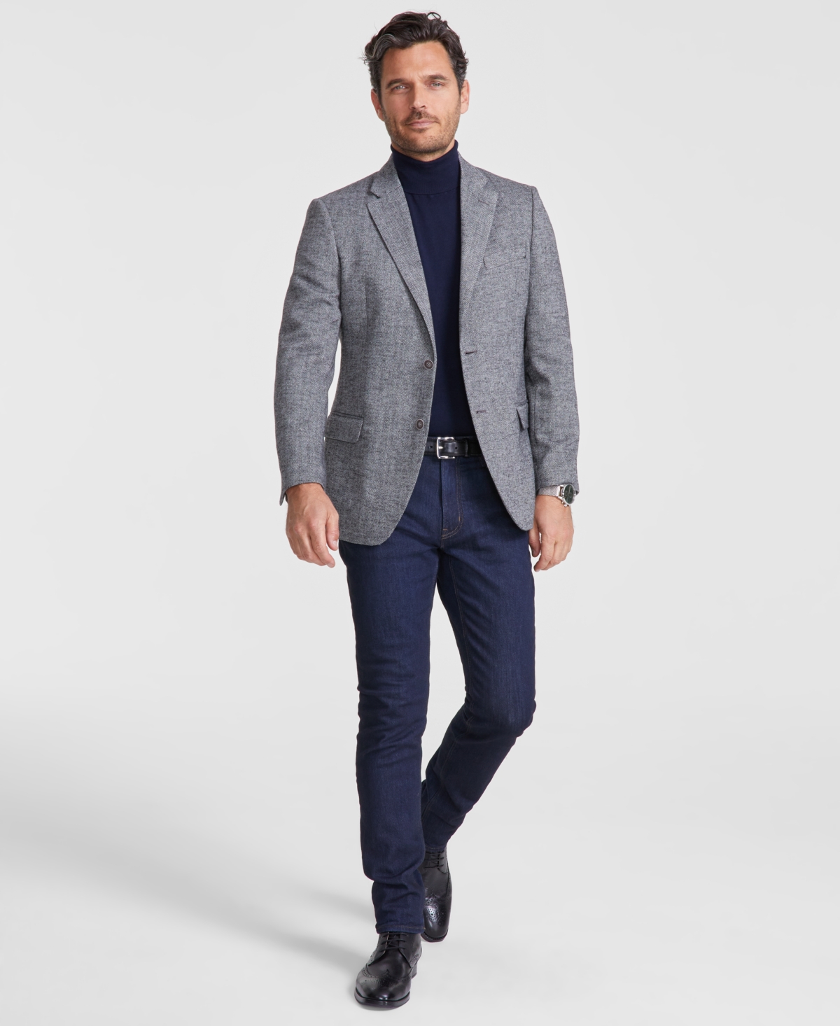 Click here for Nautica Mens Modern-Fit Solid Herringbone Tweed Sp... prices