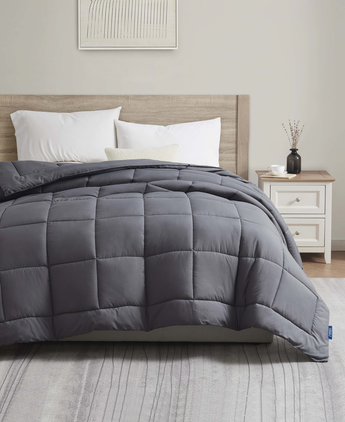 Nestl Premium All Season Quilted Down Alternative Comforter  Queen - Dark Gray
