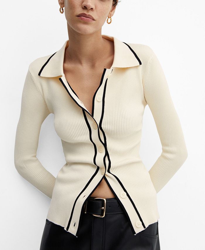 MANGO Women's Contrast Trims Cardigan - Macy's