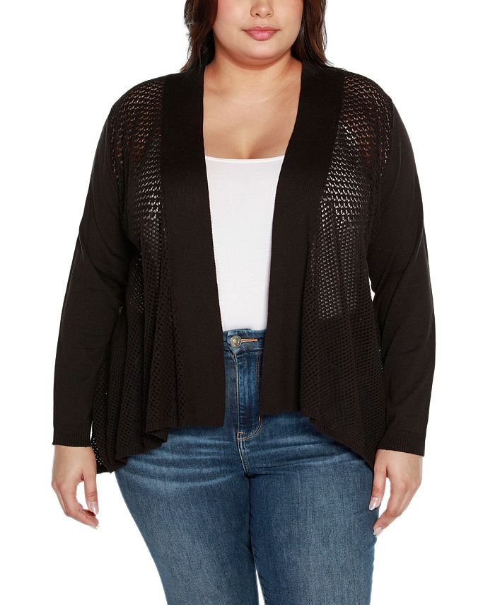 Belldini Plus Size Hi-Low Open-Front Swing Cardigan Sweater - Macy's
