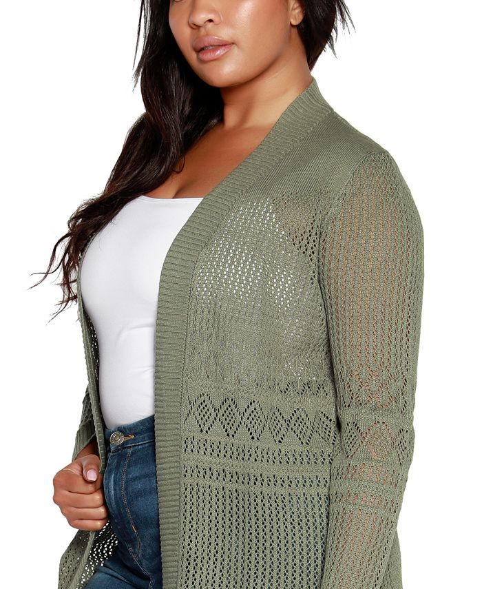 Belldini Plus Size Pointelle-Stitch Duster Cardigan - Macy's
