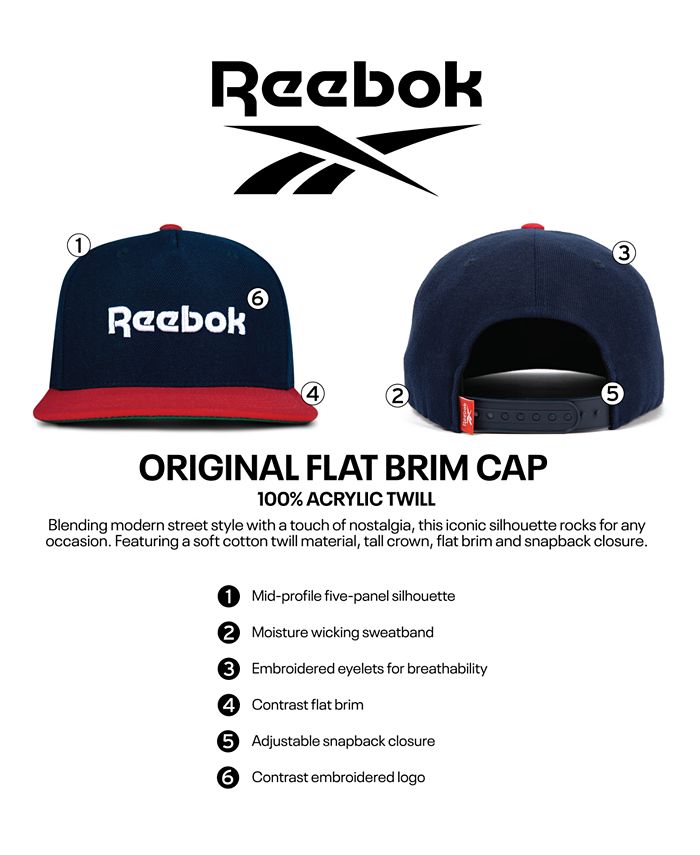 Reebok Men's Logo Embroidered Flat-Brim Snapback Hat - Macy's