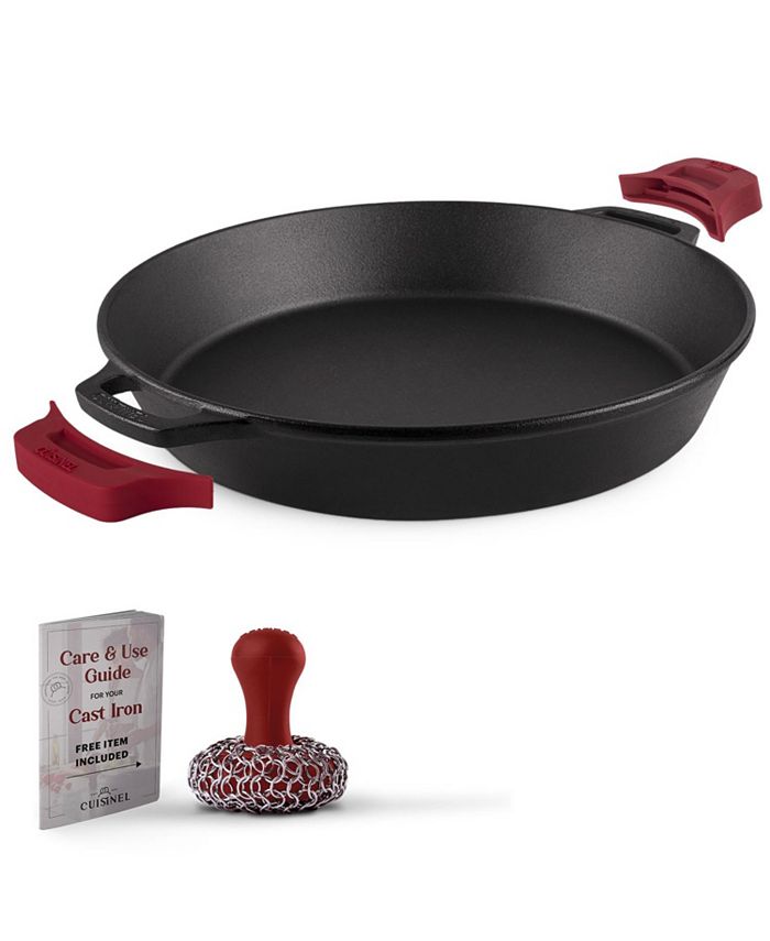 Cuisinel Cast Iron Skillet- 15"-Inch Pre-Seasoned Dual Handle Braiser ...