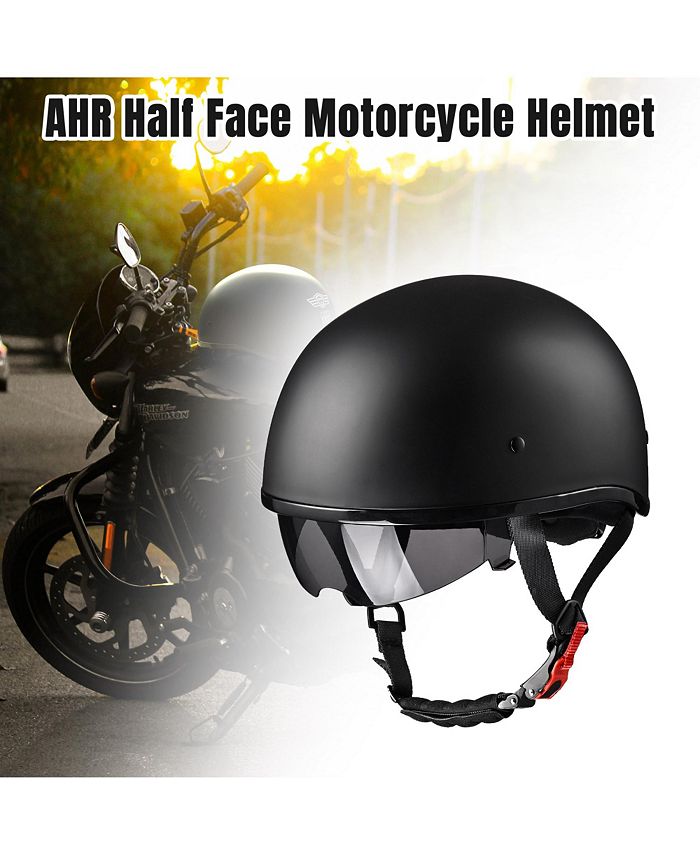 AHR Half Face Motorcycle Helmet Sun Visor DOT Approved Bike Chopper ...