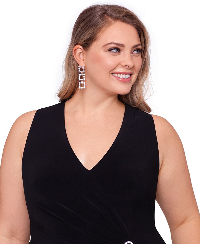 Betsy & Adam Plus Size Waterfall Embellished Dress - Macy's