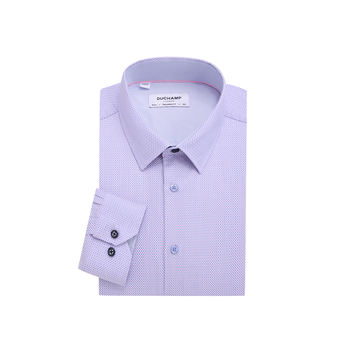 Click here for Duchamp London Textured Dot Dress Shirt - Blue prices