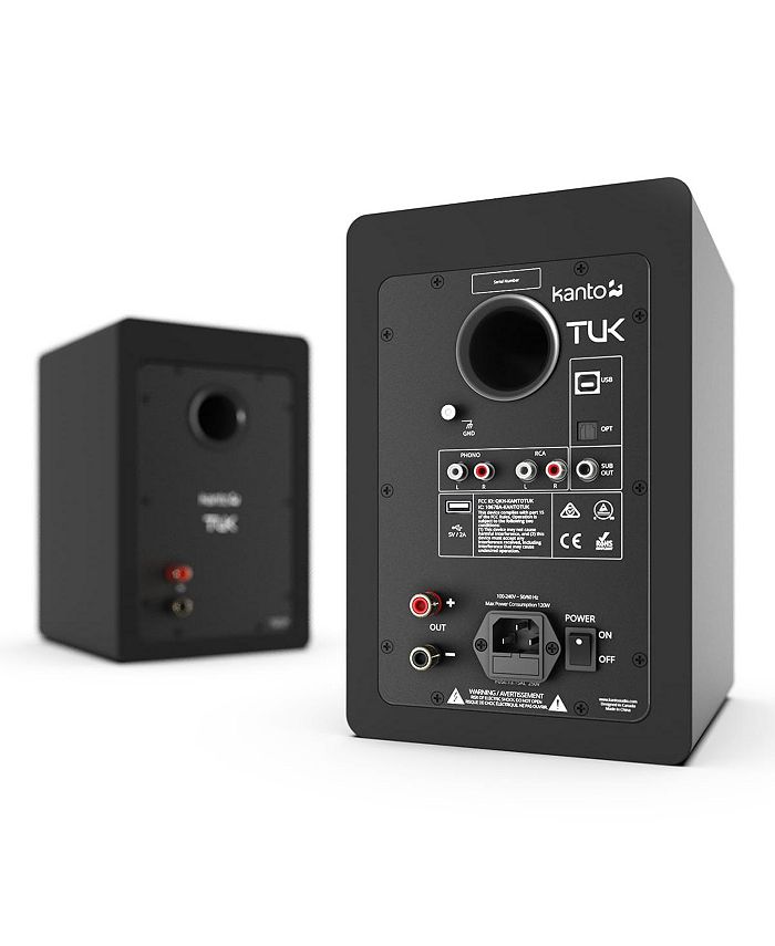 Kanto TUK Premium Powered Bookshelf Speakers with Headphone Out, USB ...