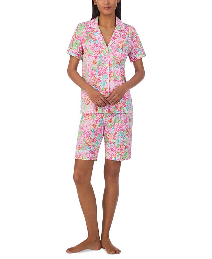 Lauren Ralph Lauren Women's 2-Pc. Short-Sleeve Notch-Collar Bermuda ...