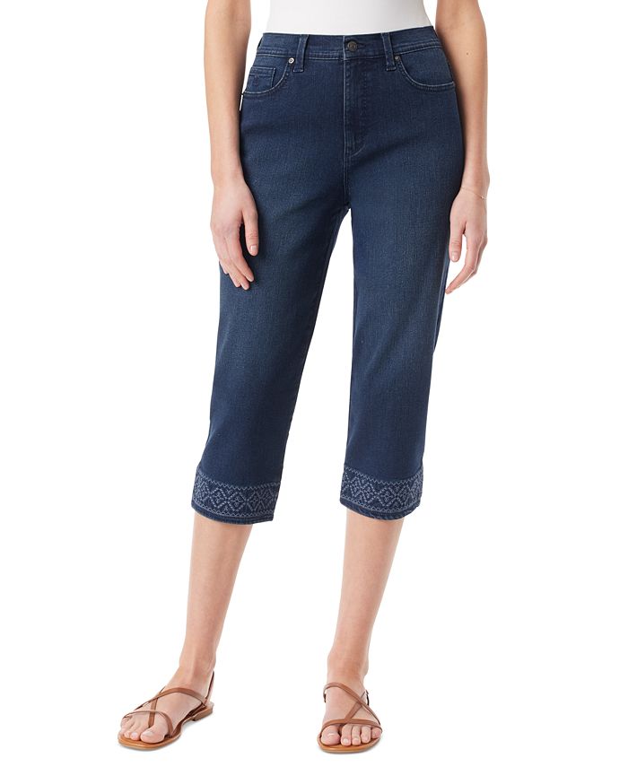 Gloria Vanderbilt Women's Amanda Embroidered Hem Capri Jeans - Macy's