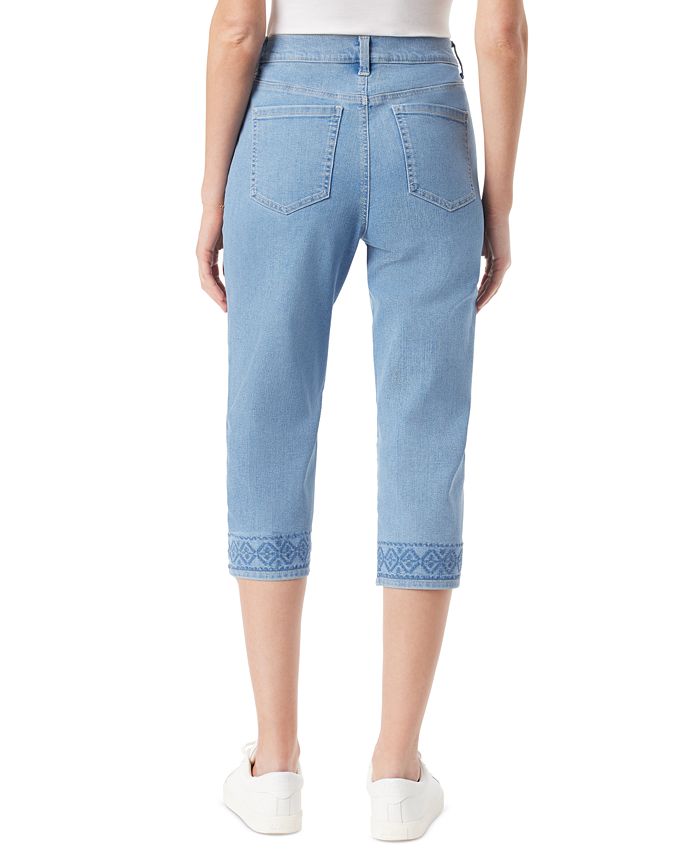 Gloria Vanderbilt Women's Amanda Embroidered Hem Capri Jeans - Macy's