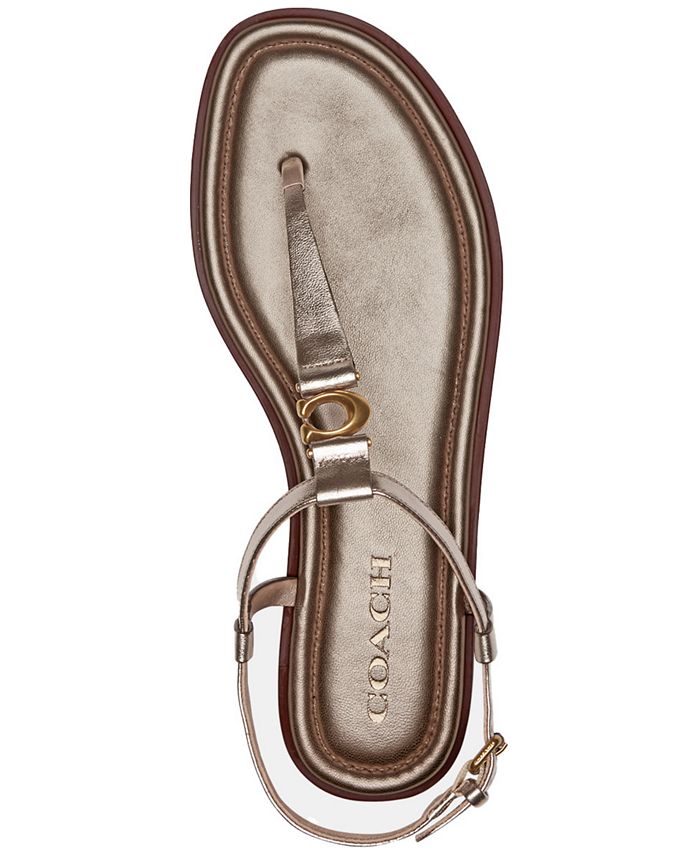 COACH Women's Jessica Sculpted "C" Ankle-Strap Thong Sandals - Macy's