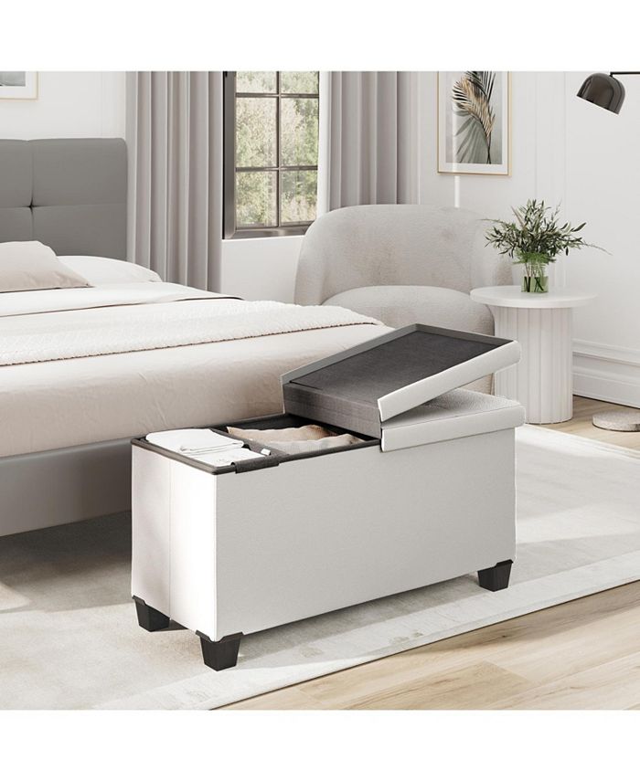 Nestl 30 Inch Ottoman Storage Bench with Storage Bins - Leatherette or ...