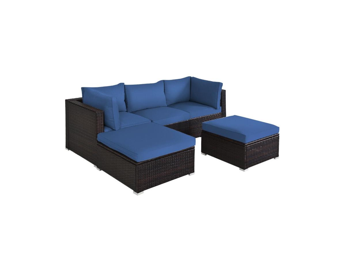 Click here for Slickblue 5 Pieces Patio Sectional Rattan Furnitur... prices