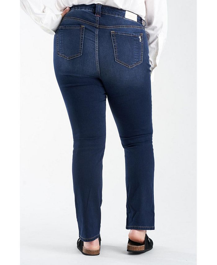 SLINK Jeans Plus Size High Rise Straight Jeans - Macy's