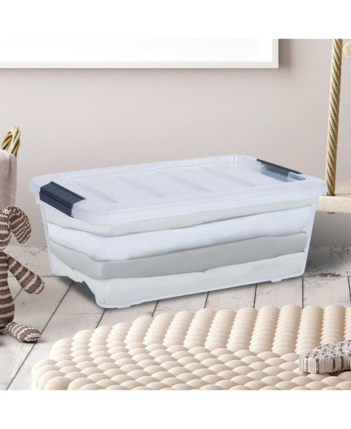 Slickblue Sturdy Plastic Latch Stack Storage Tubs Box - Macy's