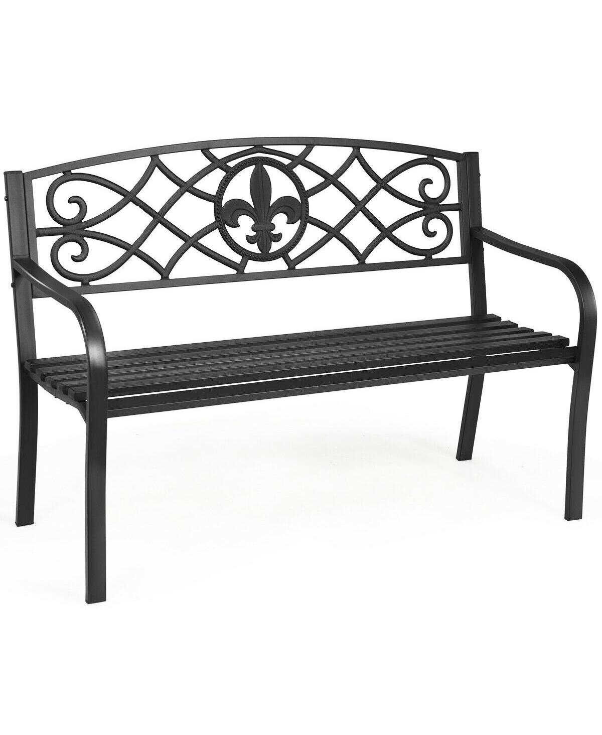Click here for Slickblue Patio Heavy-Duty Metal Garden Bench - Bl... prices