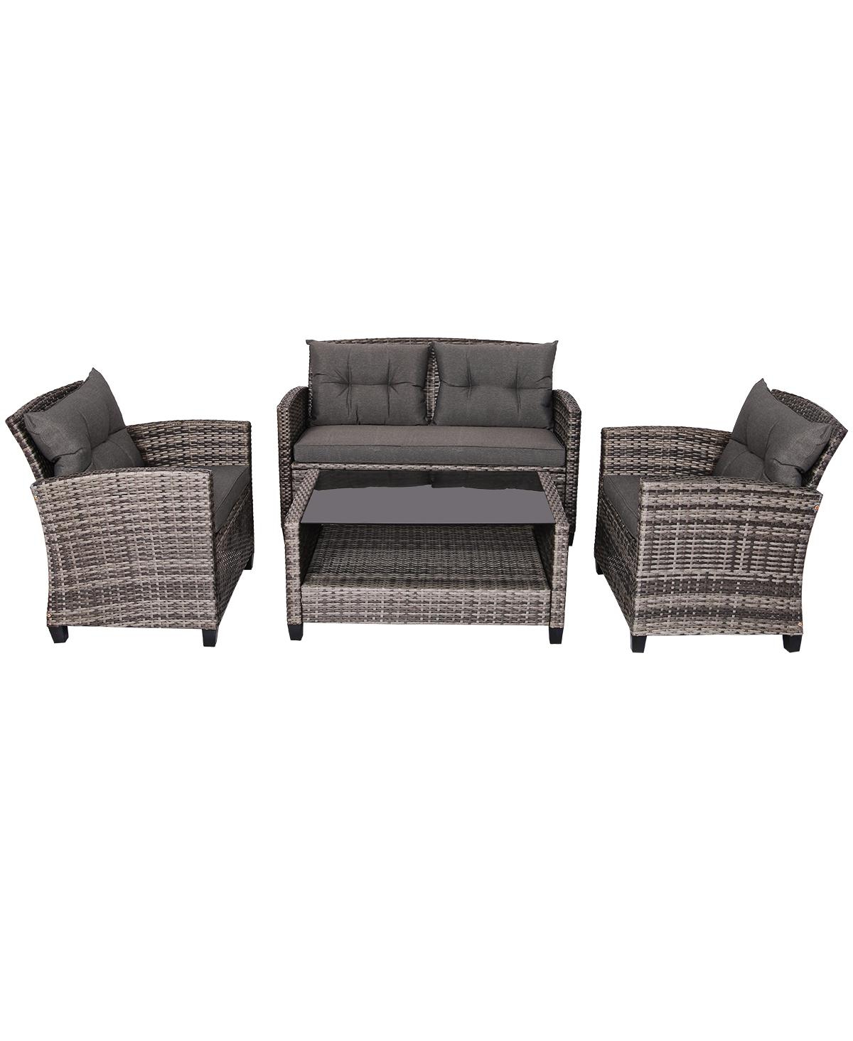 Click here for Slickblue 4 Pieces Patio Rattan Furniture Set Coff... prices