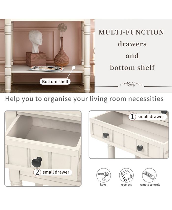 Simplie Fun Narrow Console Table, Slim Sofa Table With Three Storage ...