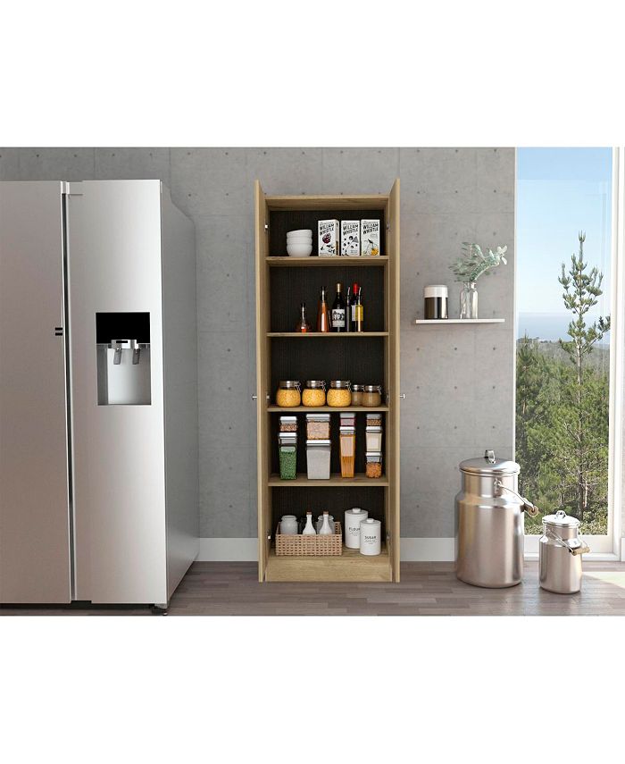 Simplie Fun Multi Storage Cabinet, Double Door, Five Shelves - Light ...