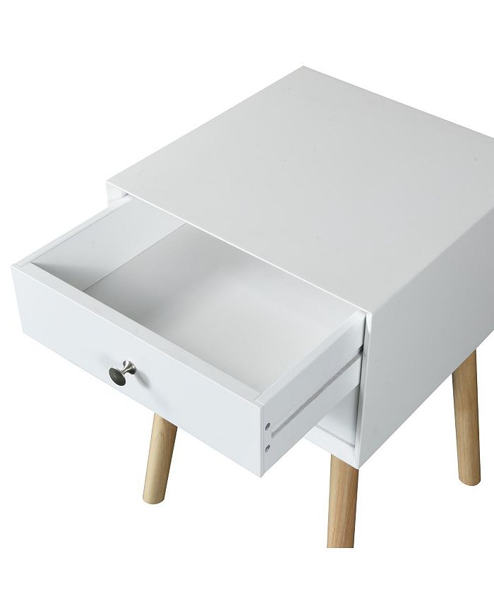 Simplie Fun Side Table, Bedside Table With 2 Drawers And Rubber Wood ...