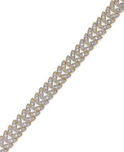 Victoria Townsend Rose-Cut Diamond Leaf Bracelet in Silver-Plated Brass ...