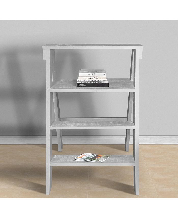 Simplie Fun 27 Inch Pinewood Ladder Bookcase, 4 Tier Open Shelves ...