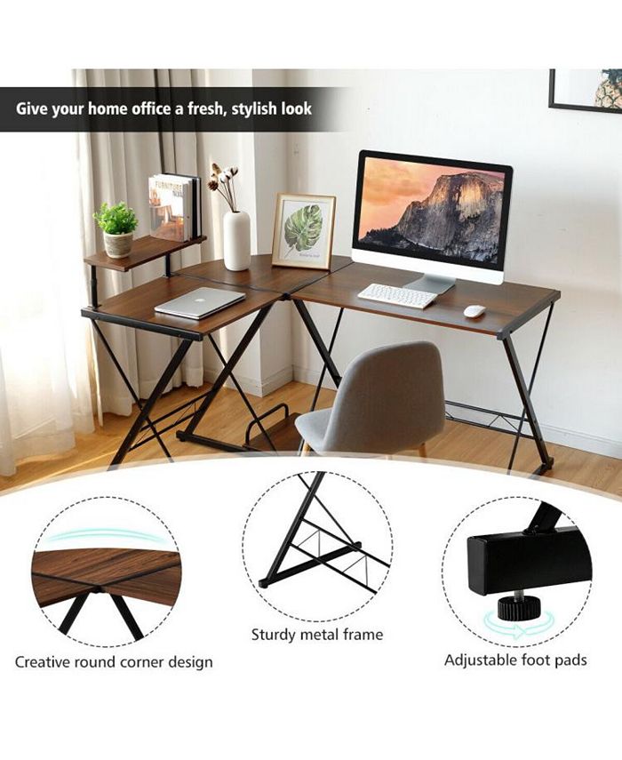 Slickblue L-Shaped Desk Reversible Corner Computer Desk with Movable ...