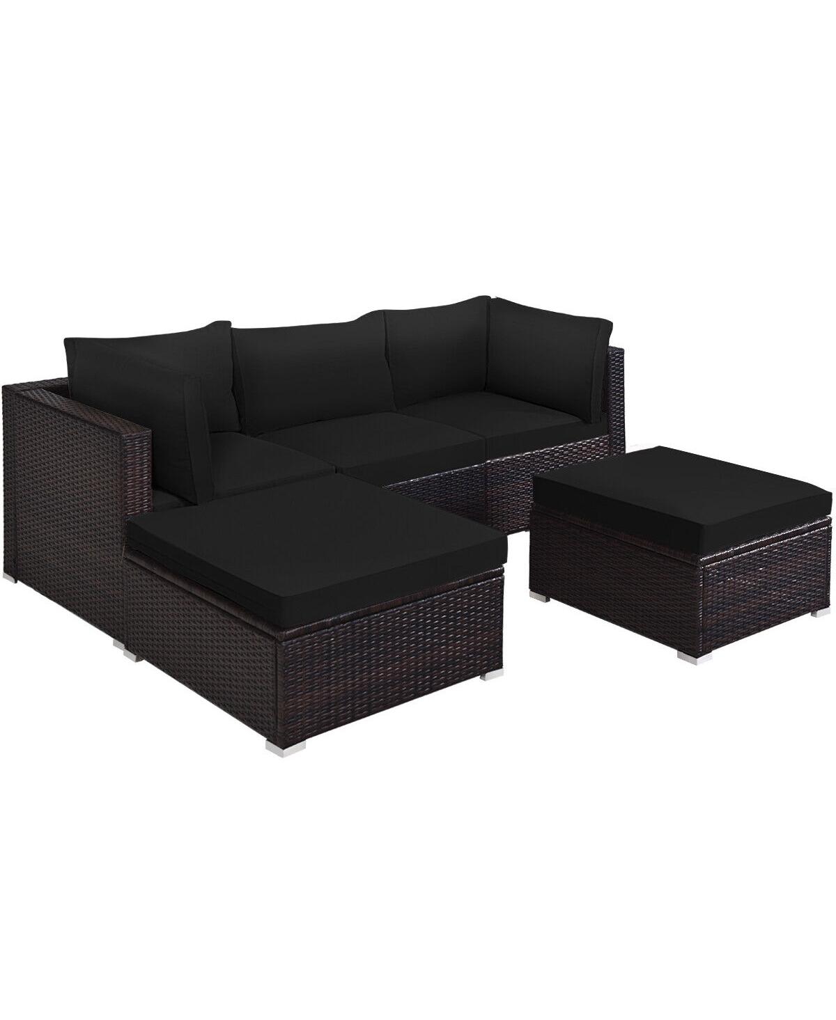 Click here for Slickblue 5 Pieces Patio Sectional Rattan Furnitur... prices