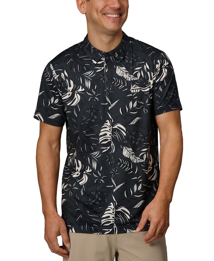 REEF Men's Stillman Short Sleeve Button-Placket Printed Polo Shirt - Macy's
