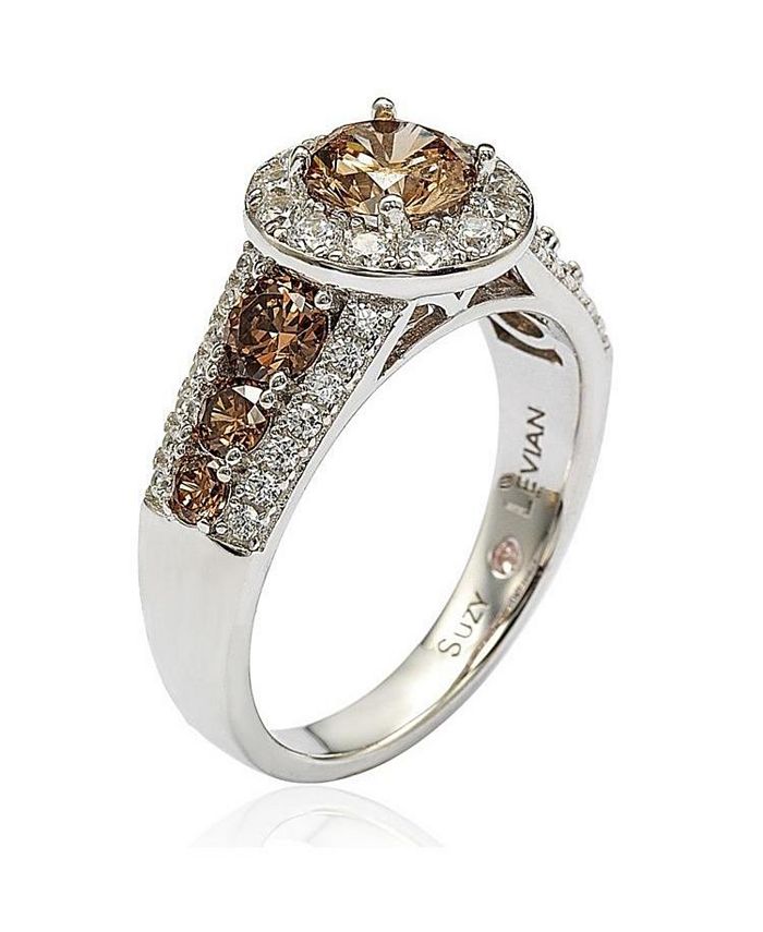 Suzy Levian New York Suzy Levian Bridal Sterling Silver Cubic Zirconia ...