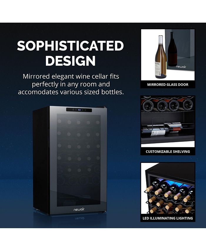 Newair Shadow Series Wine Cooler Refrigerator 34 Bottle, Freestanding ...