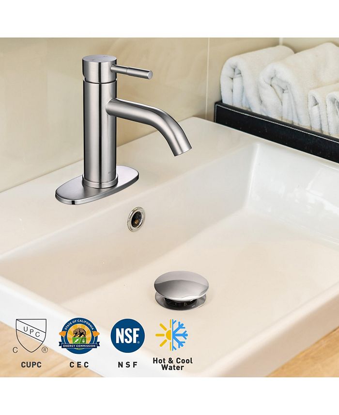 Aquaterior Single Handle Bathroom Vessel Faucet Basin Tap with Pop-up ...