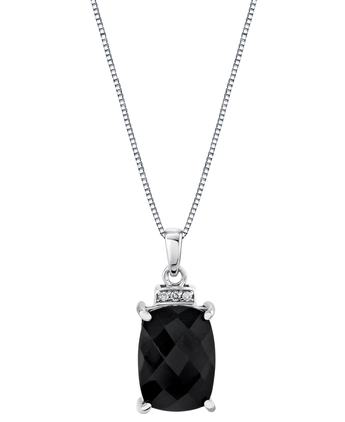 Click here for Onyx Cushion-Cut & Diamond Accent 18 Pendant Neckl... prices