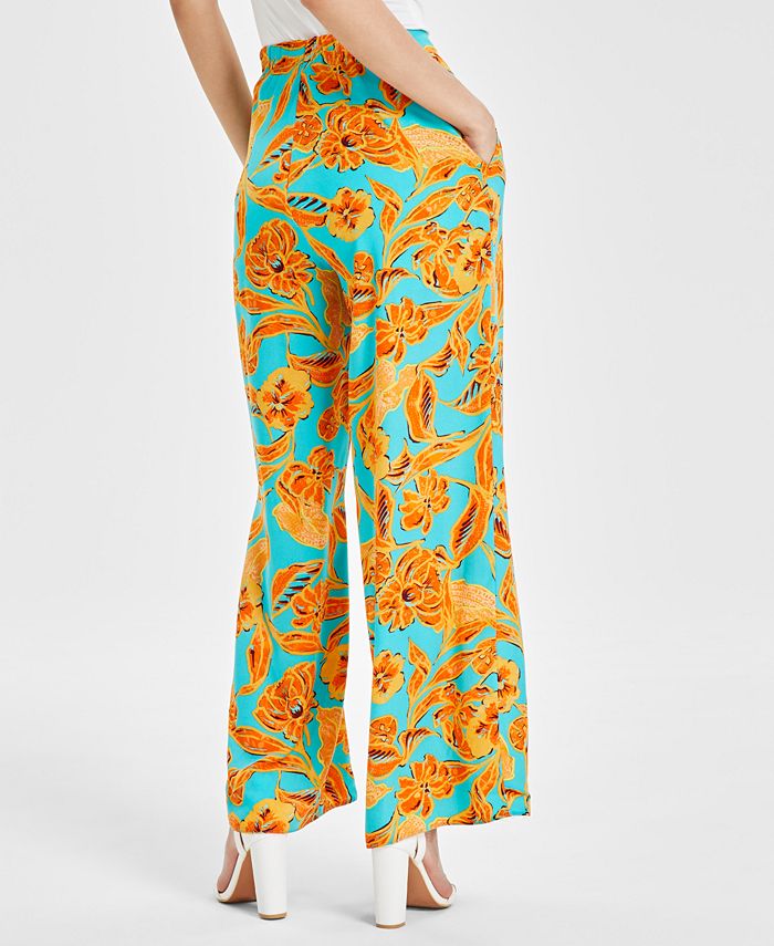 Bar Iii Womens Floral Print Wide Leg Pants Created For Macys Macys