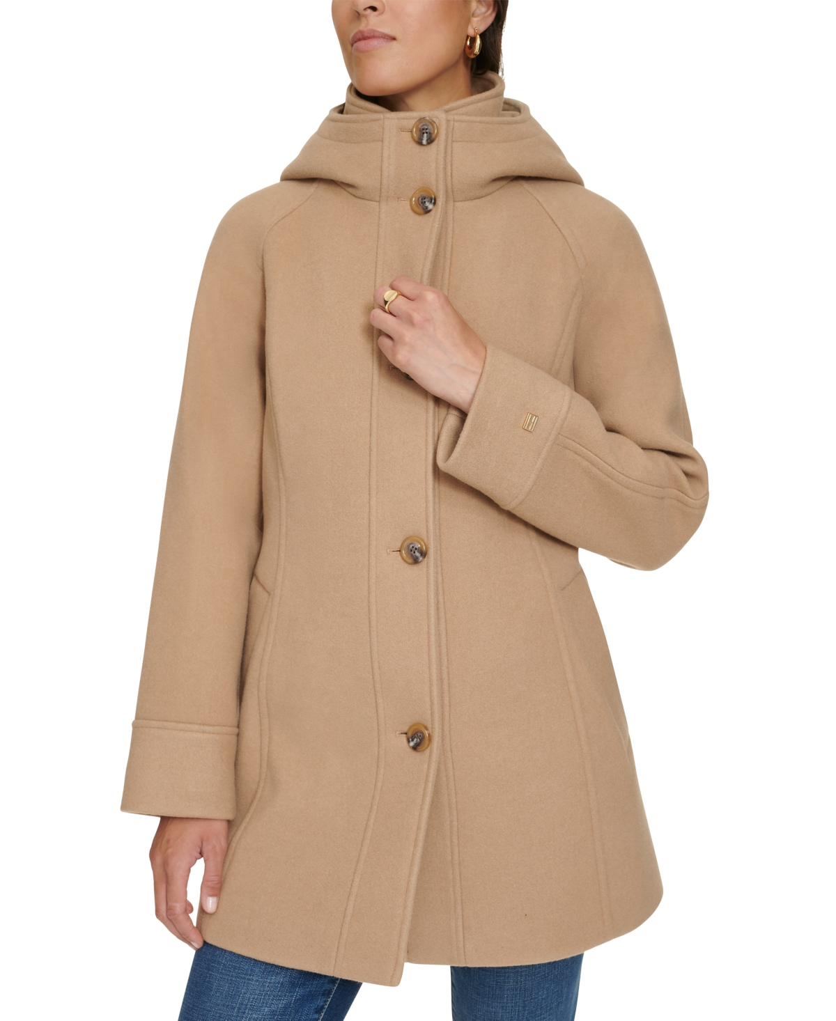 Click here for Tommy Hilfiger Womens Hooded Button-Front Coat  Cr... prices
