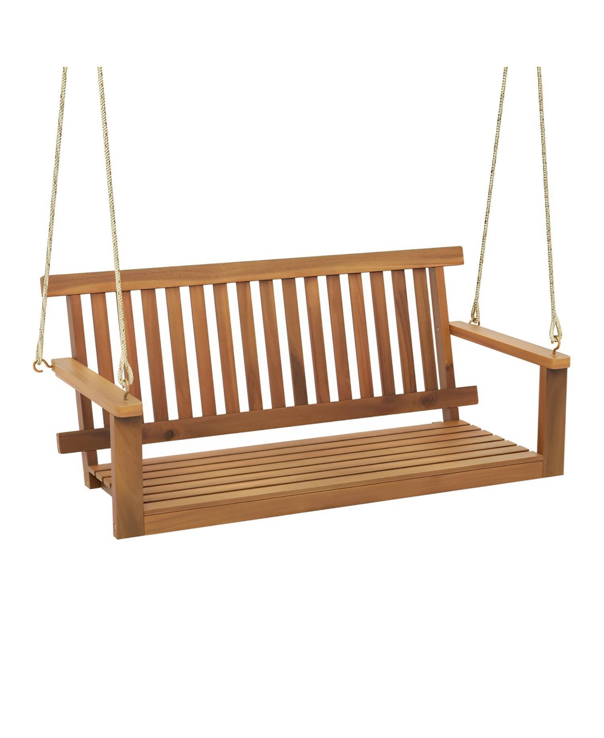 Click here for Sugift 2-Seat Acacia Wood Porch Swing Bench with 2... prices