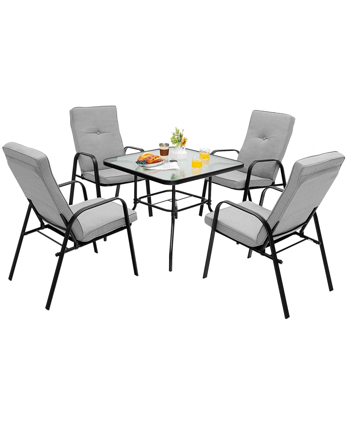 Click here for Sugift 5 Pieces Outdoor Dining Set with 4 Stackabl... prices