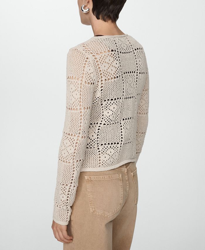 MANGO Women's Openwork Details Crochet Sweater - Macy's