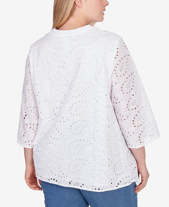 Ruby Rd. Plus Size Embellished Paisley Eyelet Top - Macy's