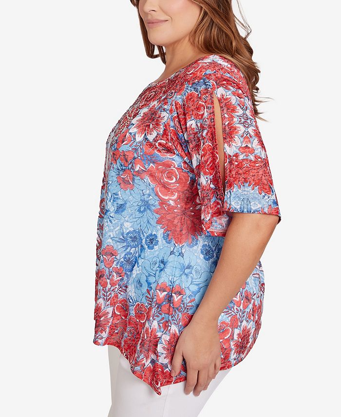 Ruby Rd. Plus Size Burnout Sublimation Mirrored Top - Macy's