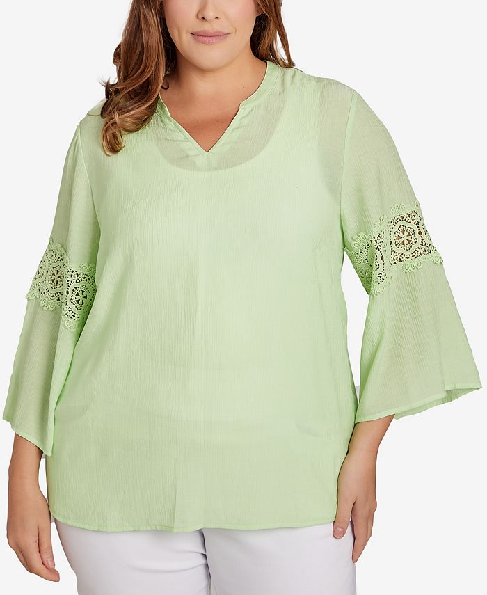Ruby Rd. Plus Size Solid Bali Lace Top - Macy's