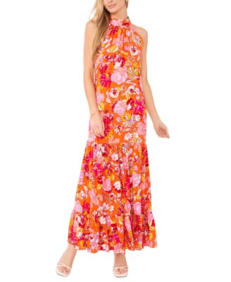 MSK Women's Floral-Print Tiered Maxi Dress - Macy's
