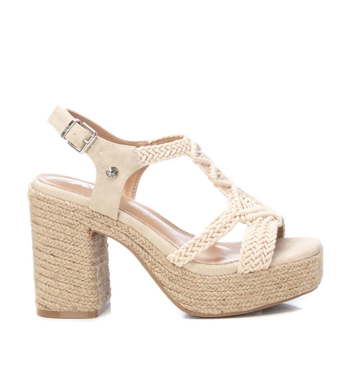 Click here for Womens Heeled Jute Platform Sandals By Xti - Ice prices