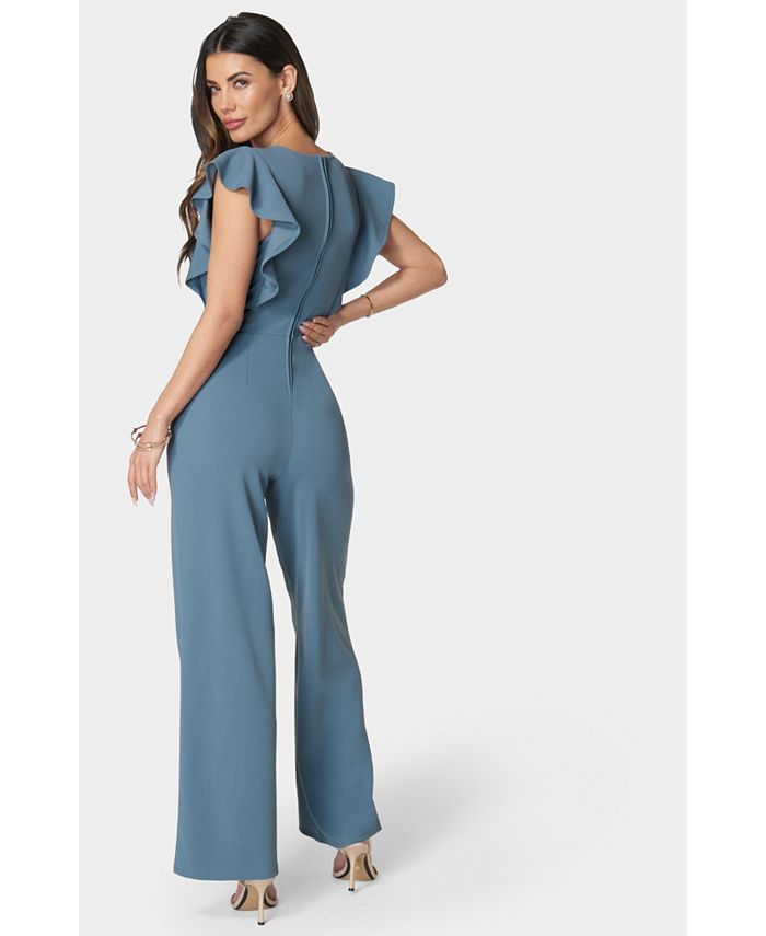 Bebe Women's Scuba Crepe Jumpsuit With Ruffle Sleeve - Macy's