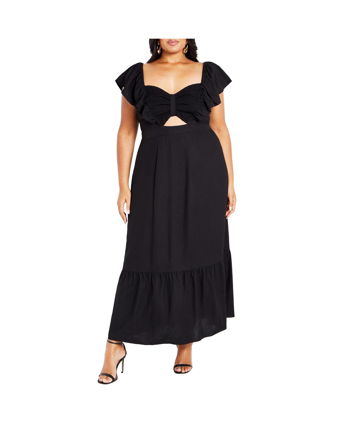 Click here for City Chic Plus Size Alora Strap Front Frill Maxi D... prices