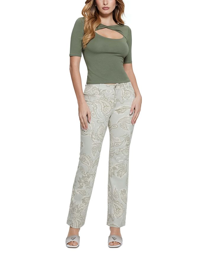 GUESS Women's Suede Paisley Bootcut-Leg Pants - Macy's